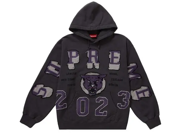 Supreme Washed Panther Hooded Sweatshirt - Washed Black