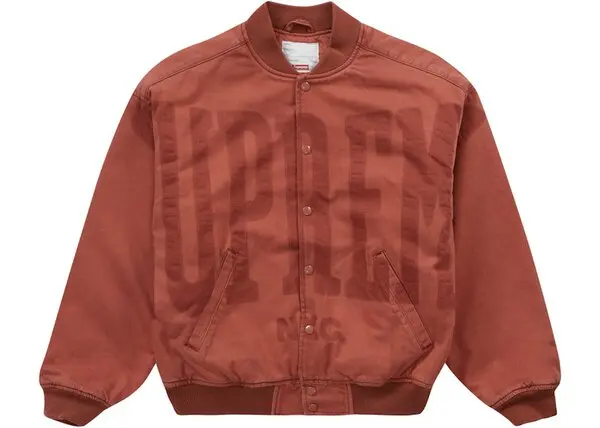 Supreme Washed Knockout Denim Varsity Jacket - Rust