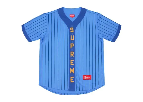 Supreme Vertical Logo Baseball Jersey - Blue/yellow