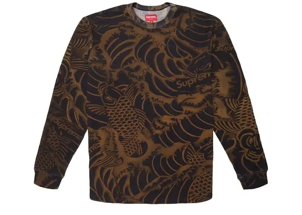 Supreme Waves Long Sleeve Top - Black