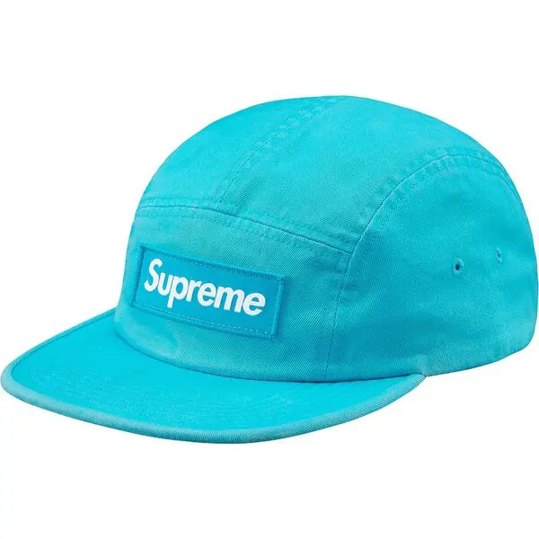 Supreme Washed Chino Twill Camp Cap - Neon Blue