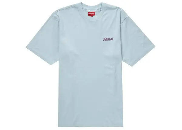 Supreme Washed Script Short Sleeve Top - Light Blue
