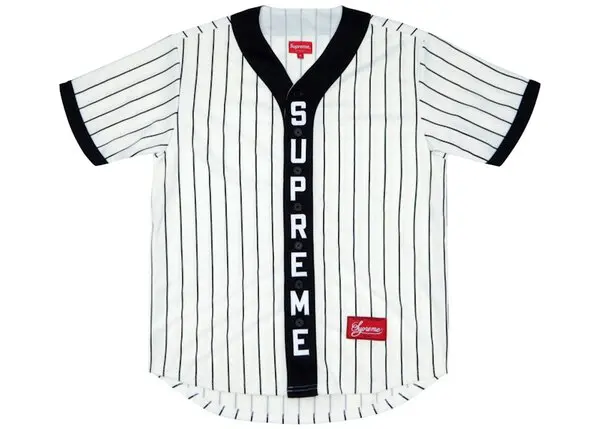 Supreme Vertical Logo Baseball Jersey - White/black