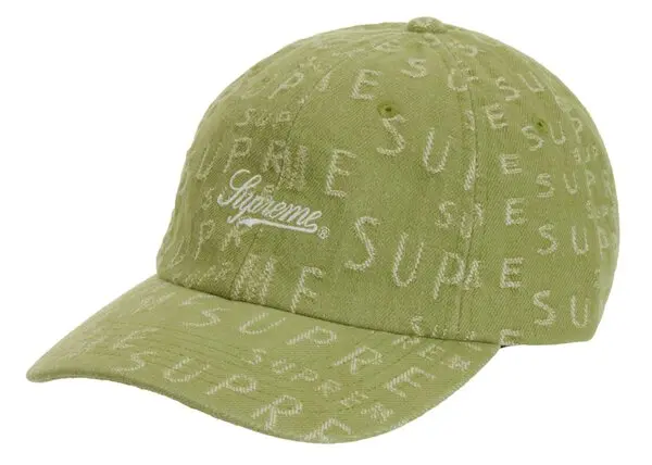 Supreme Warp Jacquard Logos Denim 6-panel Cap - Sage