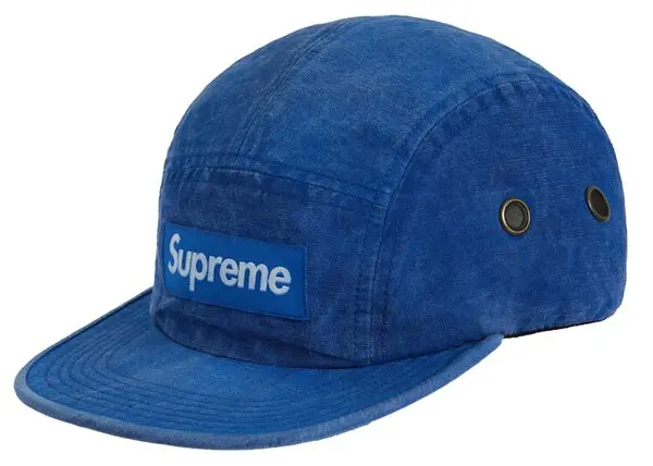 Supreme Washed Linen Camp Cap - Navy Blue