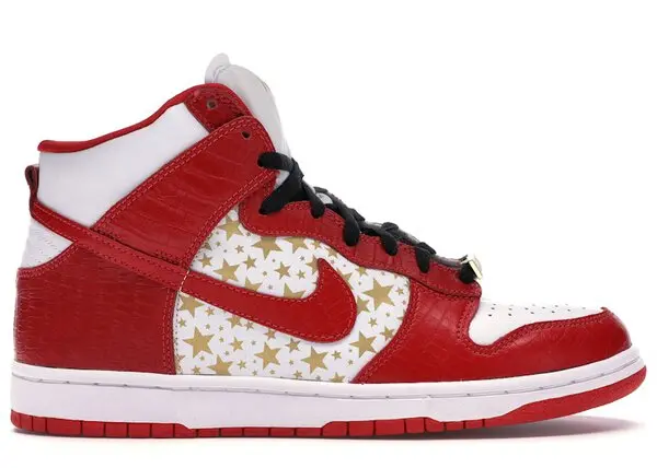 Nike Dunk High Pro Sb Supreme Red Starsin Sneakers - White/varsity Red