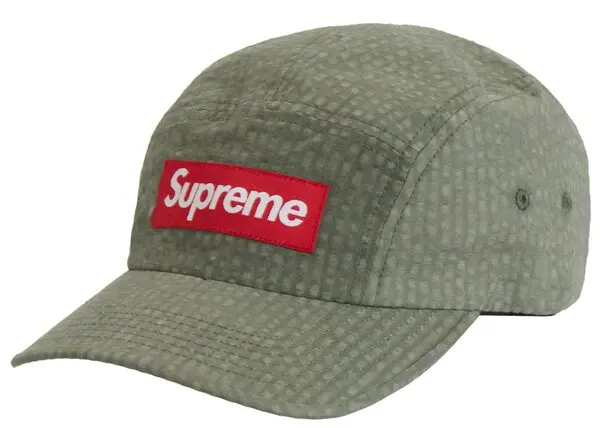 Supreme Washed Seersucker Camp Cap - Taupe