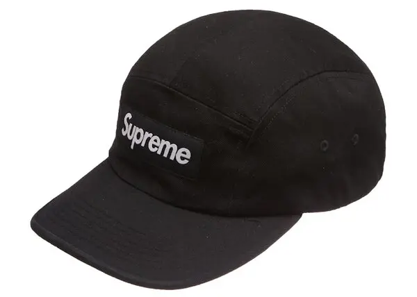 Supreme Washed Chino Twill Camp Cap - Black