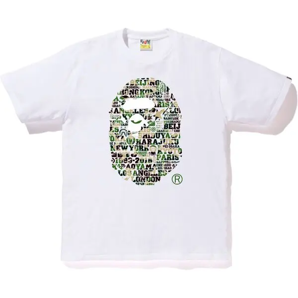 A BATHING APE Xxv Cities Camo Ape Head Tee Shirt - White/green