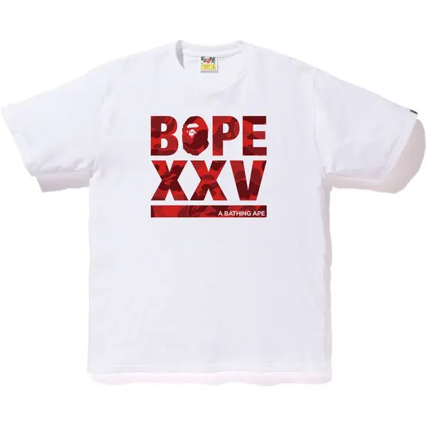 A BATHING APE Xxv Cities Camo Logo Tee Shirt - White/red