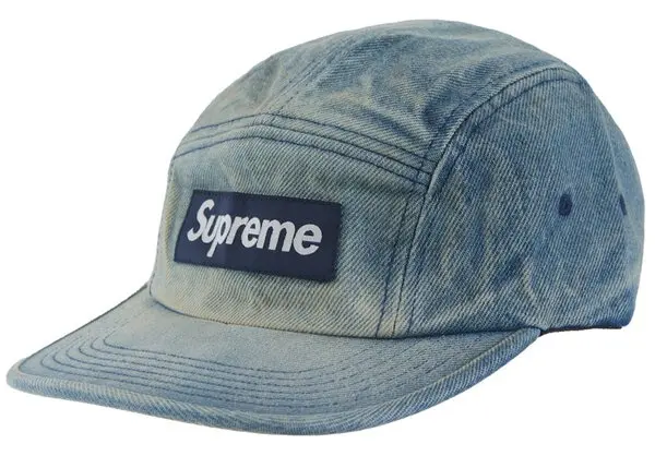 Supreme Washed Chino Twill Camp Cap - Dirty Indigo