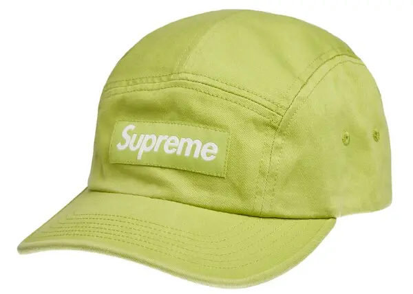Supreme Washed Chino Twill Camp Cap - Dark Lime