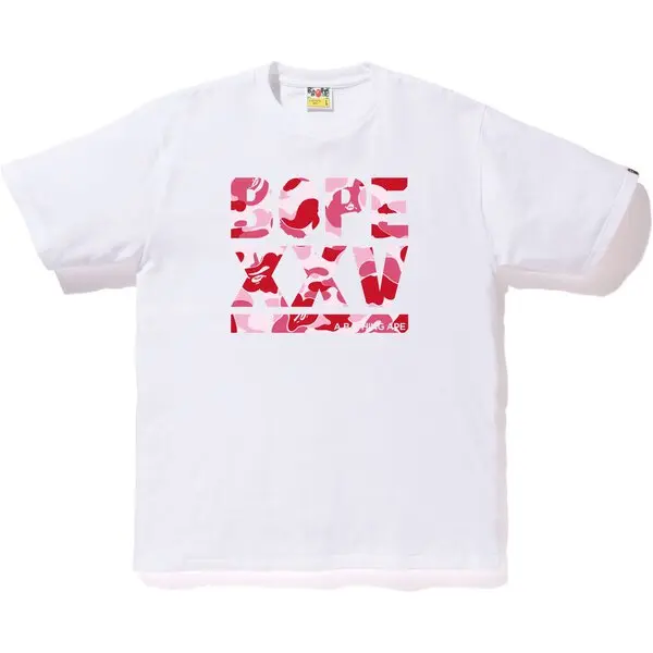 A BATHING APE Xxv Cities Camo Logo Tee Shirt - White/pink