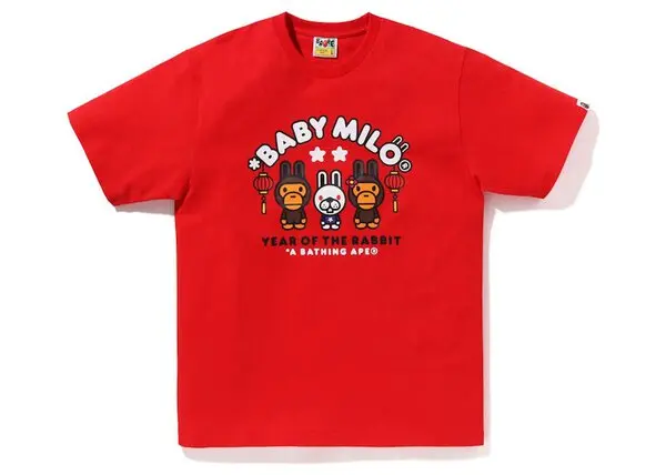 A BATHING APE Year Of The Rabbit Baby Milo Tee Shirt - Red