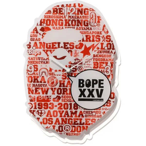 A BATHING APE Xxv Ape Head Clock - Red