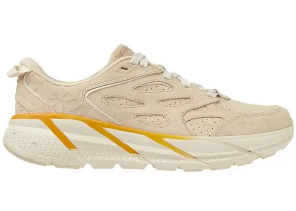 Hoka One One Clifton L Suede Sneakers - Short Bread/radiant Yellow