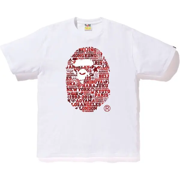 A BATHING APE Xxv Cities Camo Ape Head Tee Shirt - White/red