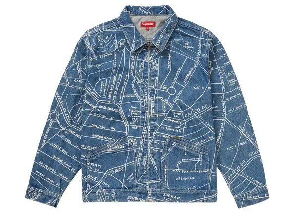 Supreme Gonz Map Work Jacket - Washed Blue