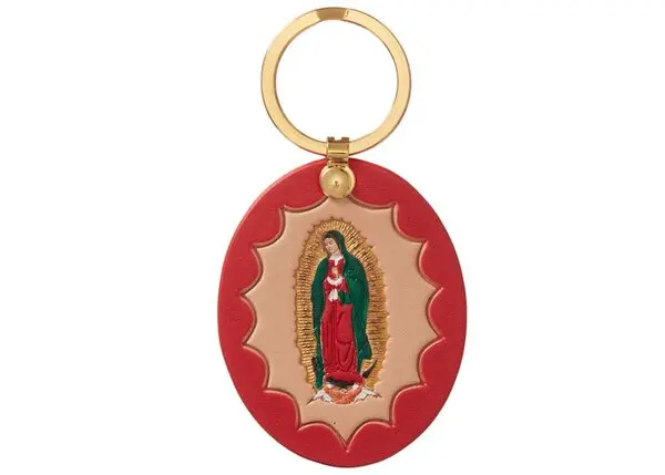 Supreme Guadalupe Leather Keychain - Red