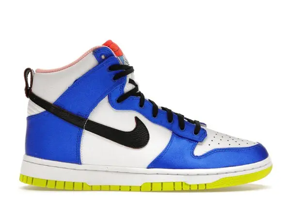 Nike Dunk High Blue Satin Sneakers - White/racer Blue/atomic Green
