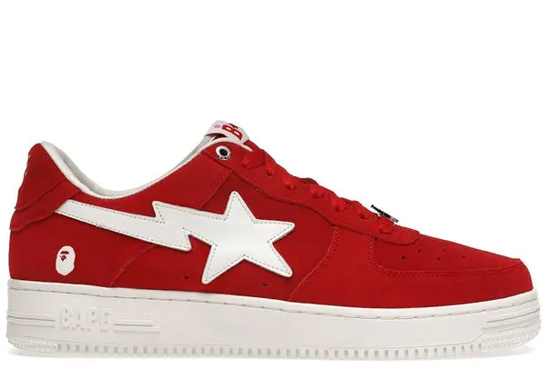 BAPE A Bathing Ape Sta Low Suede Sneakers - Red/white