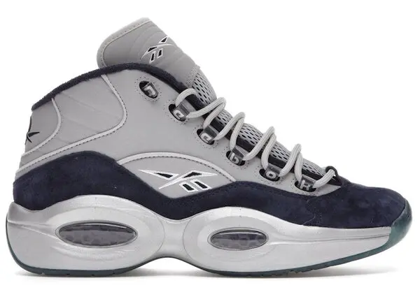 REEBOK Question Mid Georgetown Football Sneakers - Vector Navy Blue/silver Metallic/white