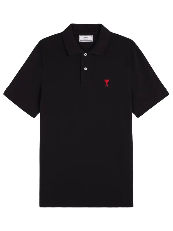 AMI Paris De Coeur Polo Shirt - Black/red