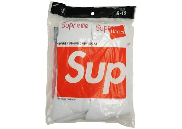 Supreme Hanes Crew Socks - White