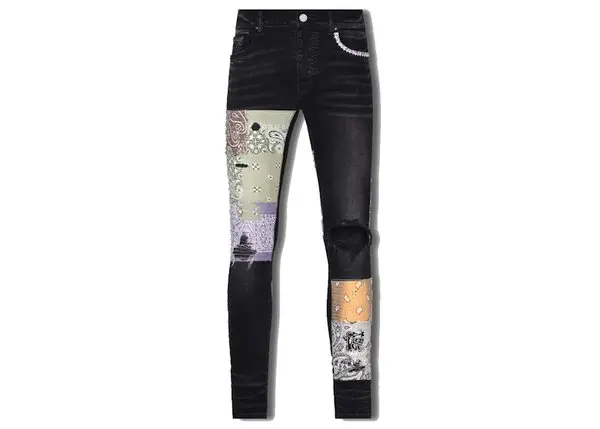 Amiri Bandana Art Patch Jean - Aged Black