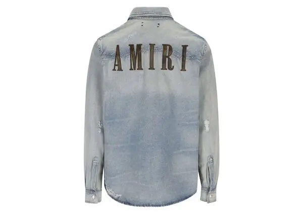 Amiri Buttoned Distressed Denim Shirt