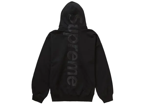 Supreme Satin Appliqué Hooded Sweatshirt - Black