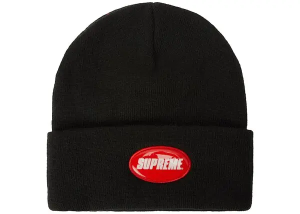 Supreme Rubber Patch Beanie - Black