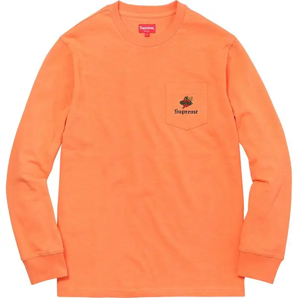 Supreme Sacred Heart Long Sleeve Pocket Tee Shirt - Light Orange