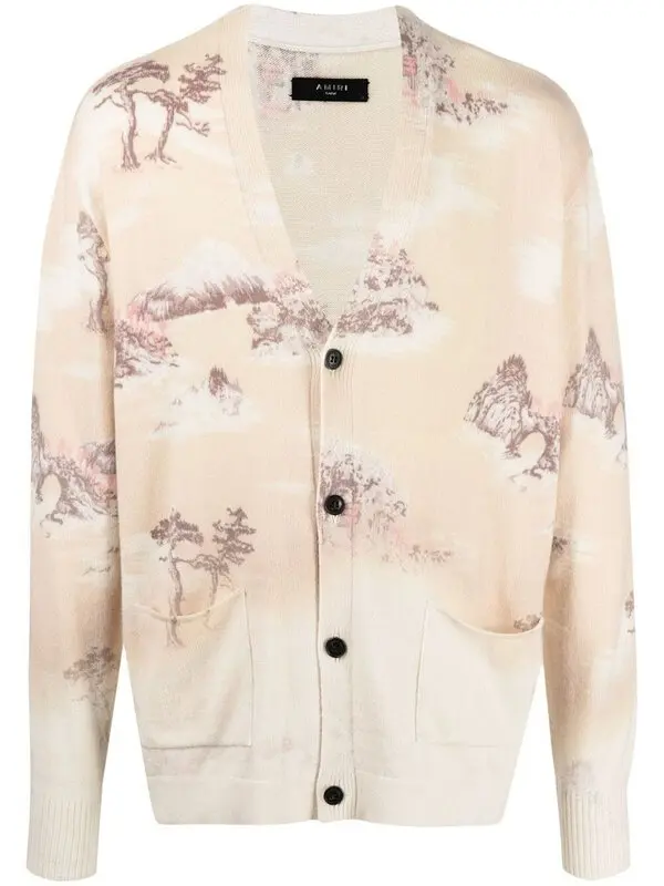 Amiri Cashmere Aloha Bleached Cardigan Sweater