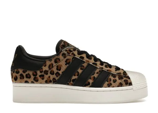 Adidas Superstar Bold Leopard Print Sneakers - Desert/core Black/gold Metallic