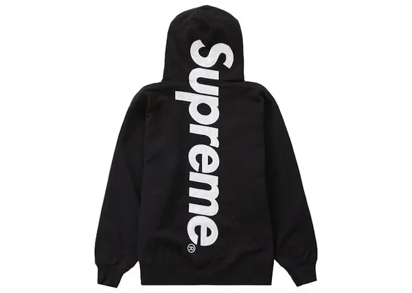 Supreme Satin Appliqué Hooded Sweatshirt - Black