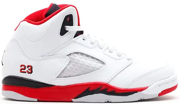JORDAN 5 Retro Tongue - White/fire Red/black