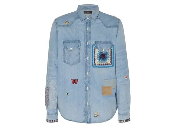 Amiri Crochet And Patch Denim Shirt