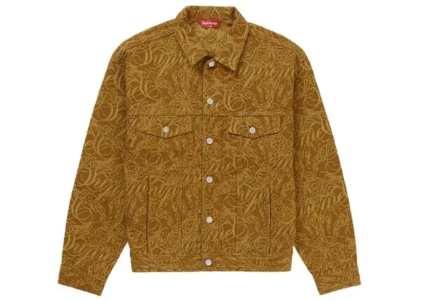 Supreme Script Jacquard Denim Trucker Jacket