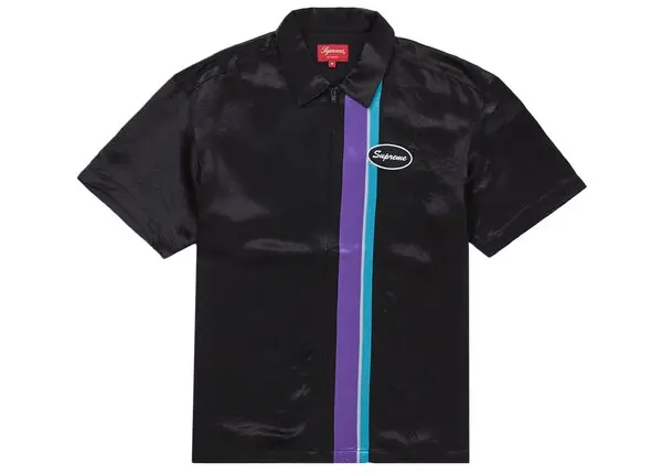 Supreme Satin Zip Up Short Sleeve Work Shirt
