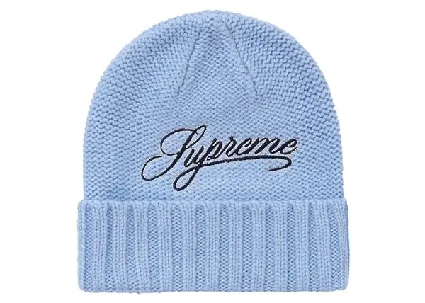 Supreme Script Logo Beanie - Light Blue