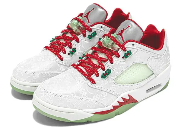 JORDAN 5 Retro Low Clot Silk 20th Anniversary Sneakers - White/classic Jade/fire Red