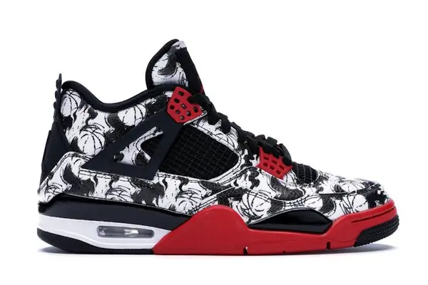 JORDAN 4 Retro Tattoo Sneakers - Black/fire Red
