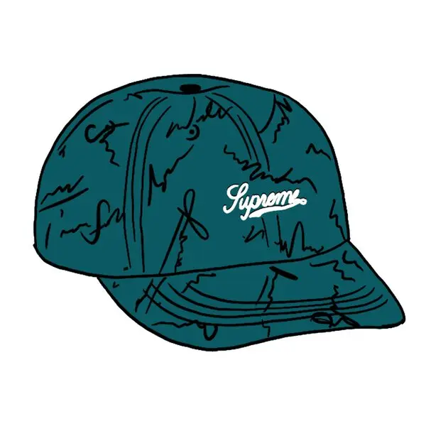 Supreme Script Logos 6-panel Cap - Bright Teal