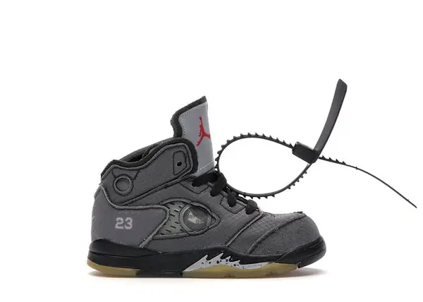 JORDAN 5 Retro Offwhite Toddler Sneakers - Black/muslin/fire Red