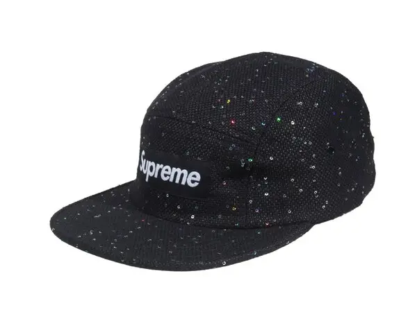 Supreme Sequined Camp Cap - Black