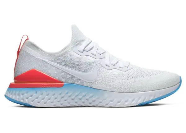 Nike Epic React Flyknit 2 - White/blue Hero/bright Crimson