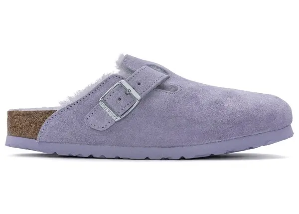 BIRKENSTOCK Boston Shearling Suede Clogs - Purple Fog