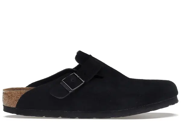 BIRKENSTOCK Boston Soft Footbed Suede Clogs - Black