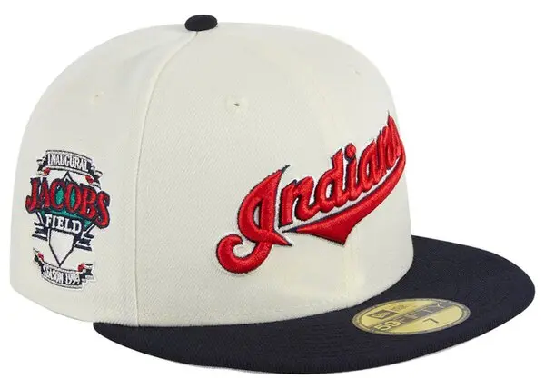 New Era Cleveland Indians Jacobs Field Patch 59fifty Fitted Cap - White/navy Blue